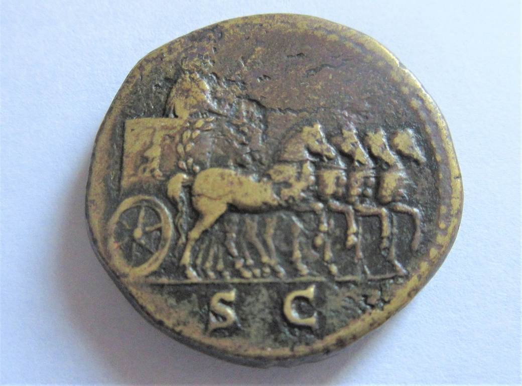 Rom 72/73 n. Chr. Sesterz von TITUS Rs. Titus in Quadriga n. rechts ...