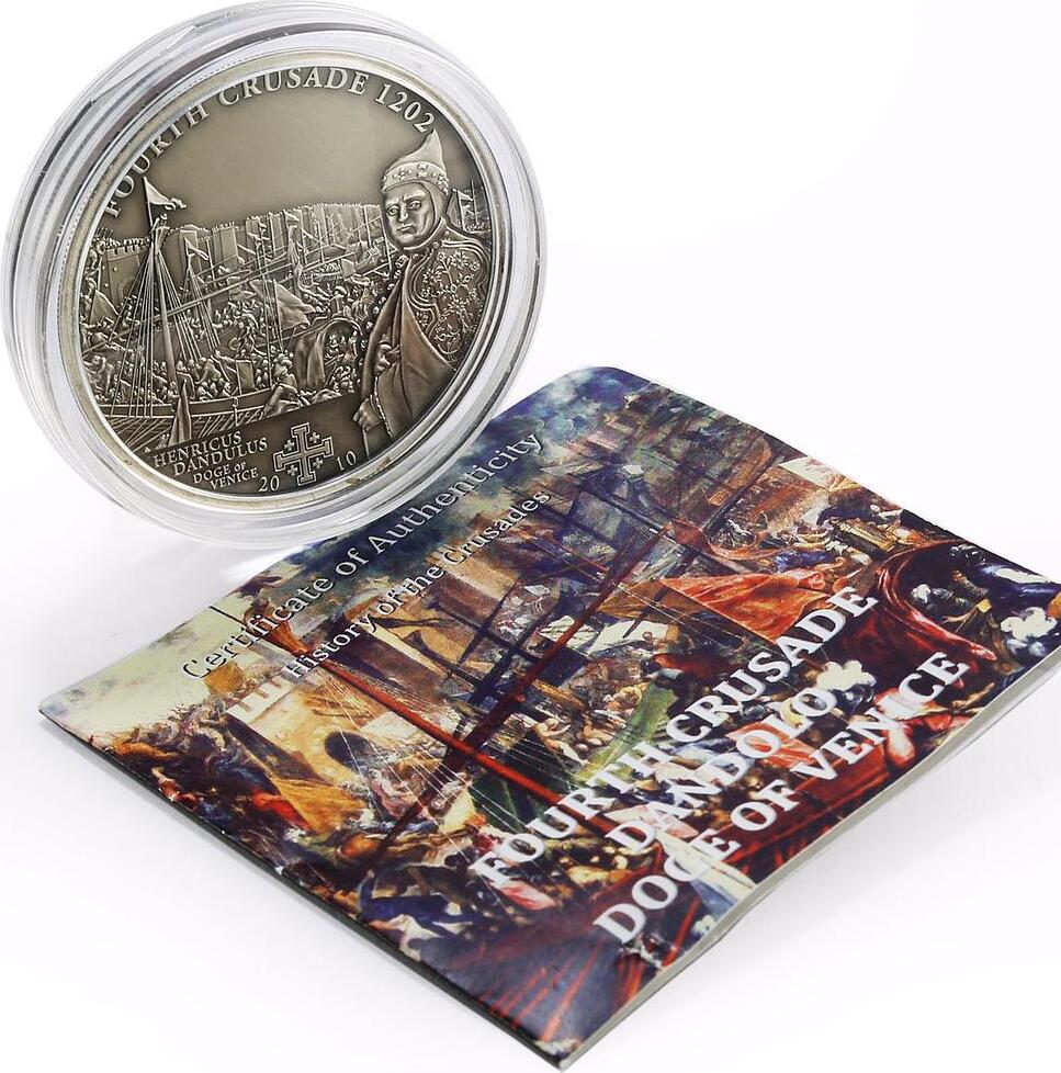 Cook Islands 5 dollars Fourth Crusade Dandolo of Venice Ship silver ...