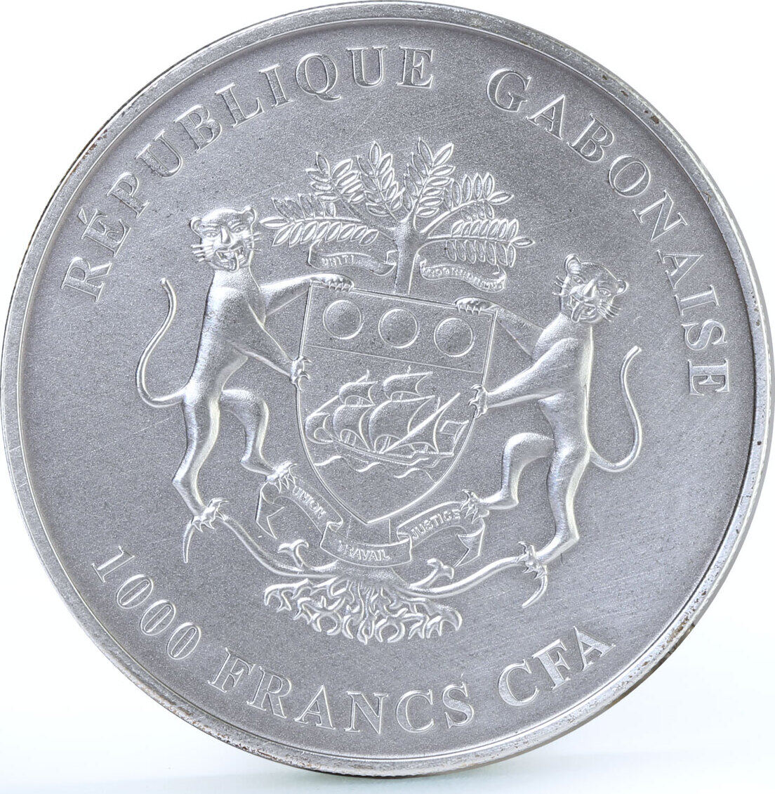 Gabon 1000 francs Endangered Wildlife Elephant Animals Fauna silver ...