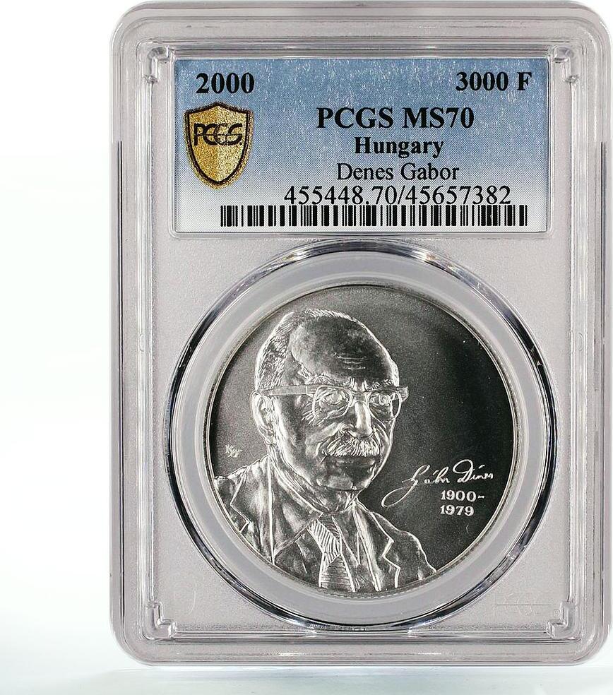 Hungary 3000 forint Hologram Inventor Gabor Denes MS70 PCGS silver coin ...
