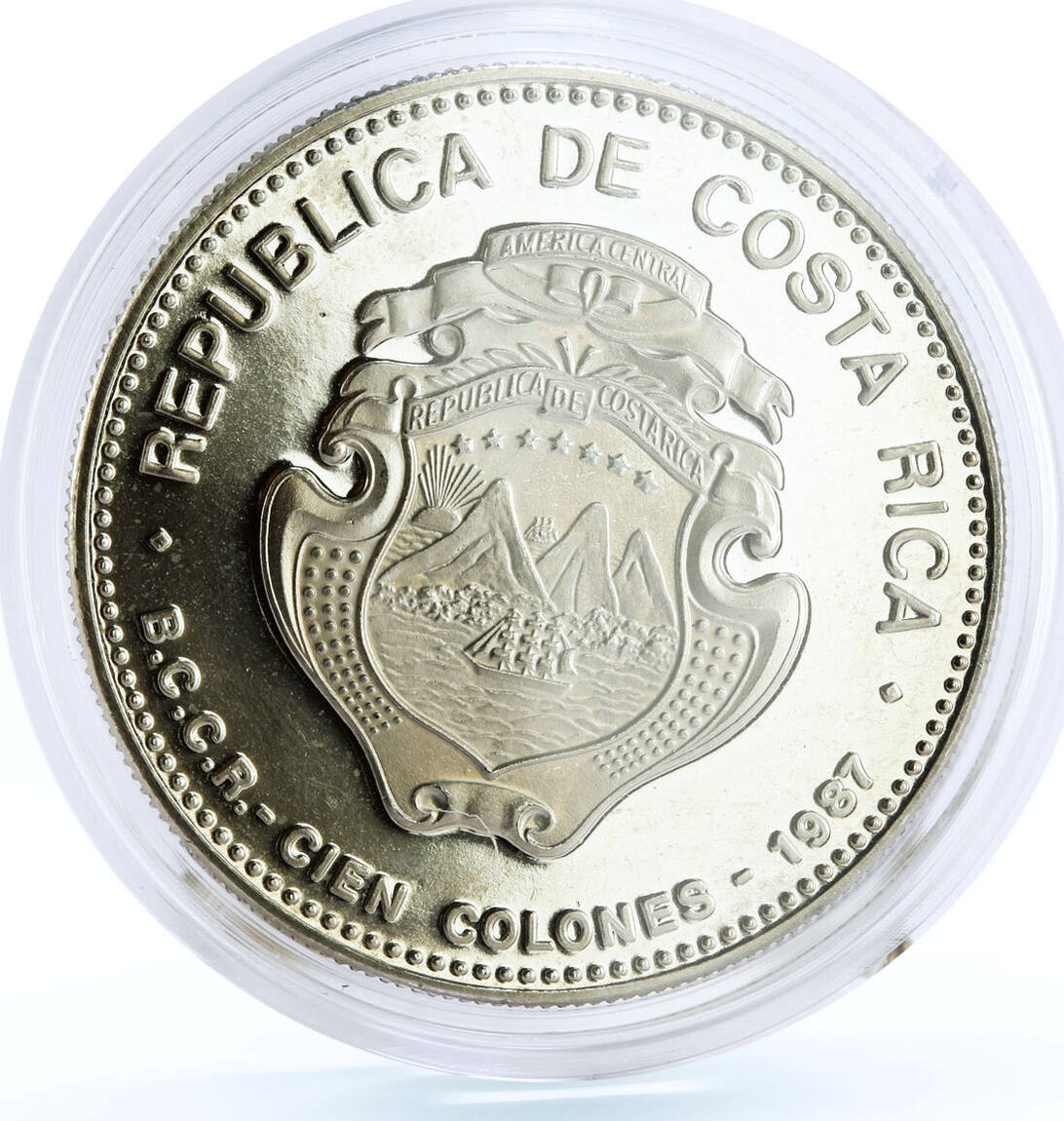 Costa Rica 100 colones President Oscar Arias Nobel Peace Prize nickel ...
