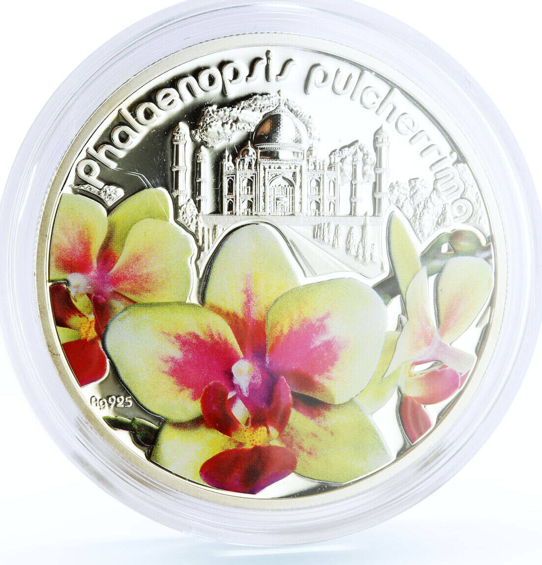 Niue 1 dollar Flowers Lillies Taj Mahal Palace Architecture silver coin ...