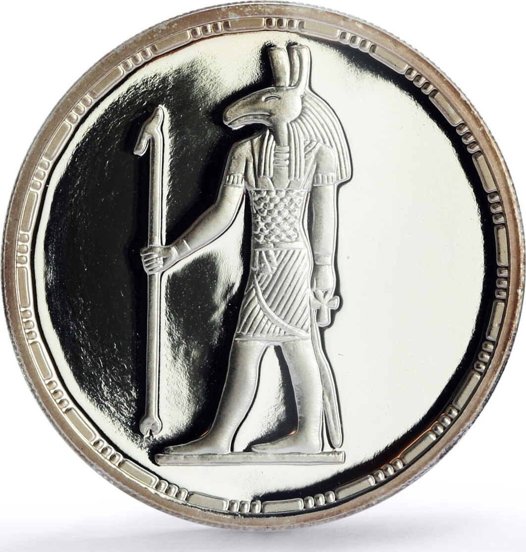 Egypt 5 pounds Treasures Standing God Seth Sculpture PR69 PCGS silver ...