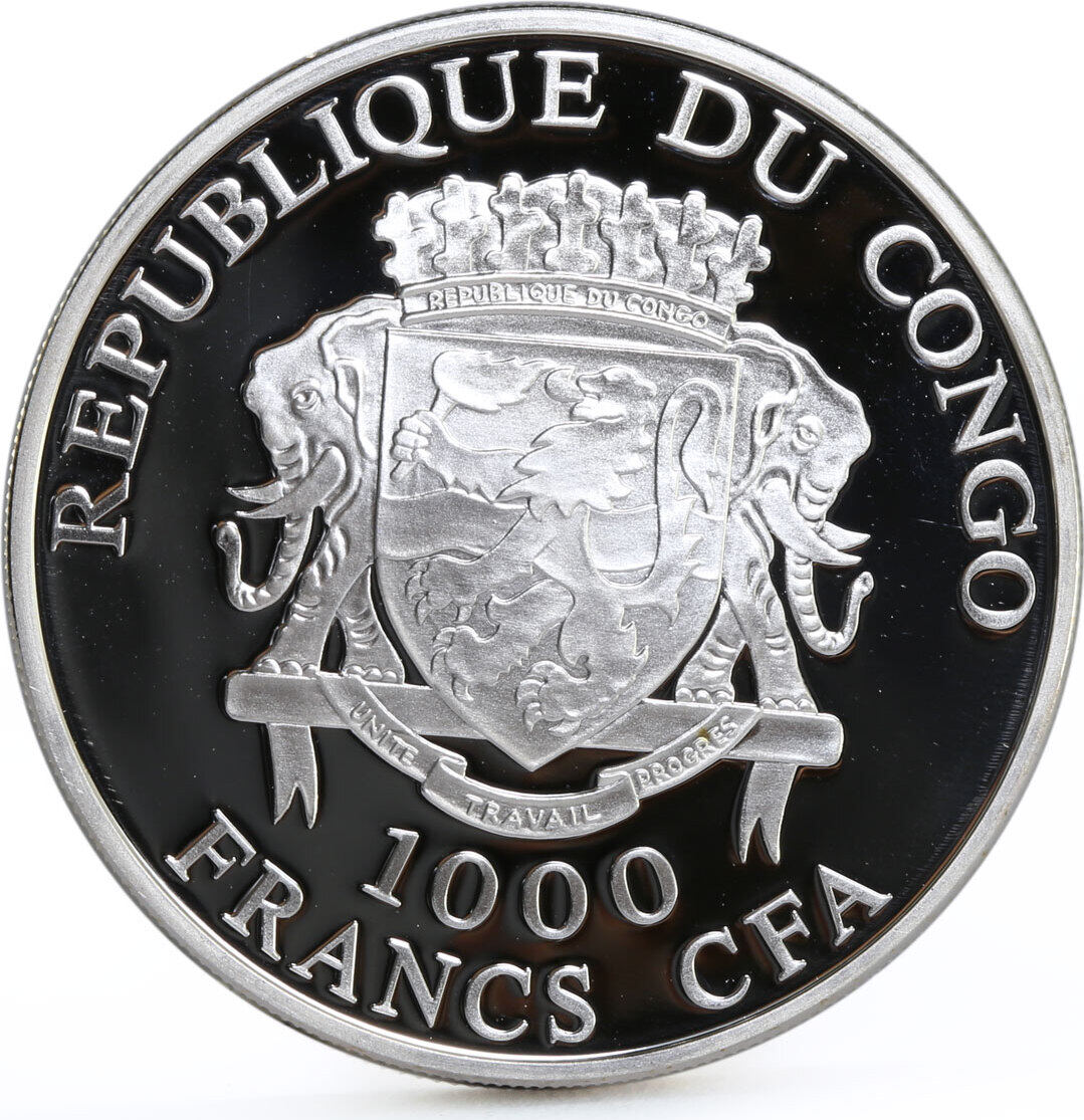 Congo 1000 francs Church Ceremomies Wedding Sacrament proof silver coin ...