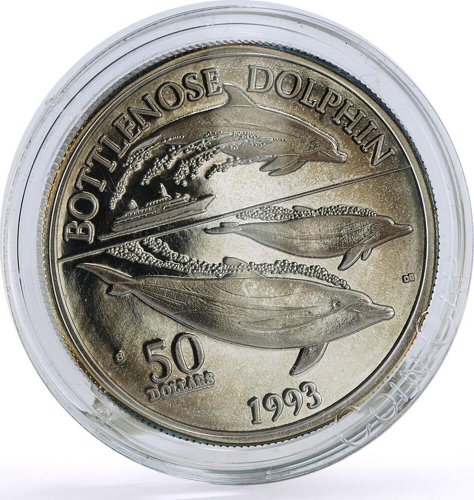 Marshall Islands 50 dollars Marine Life Bottlenosed Dolphin Fauna ...