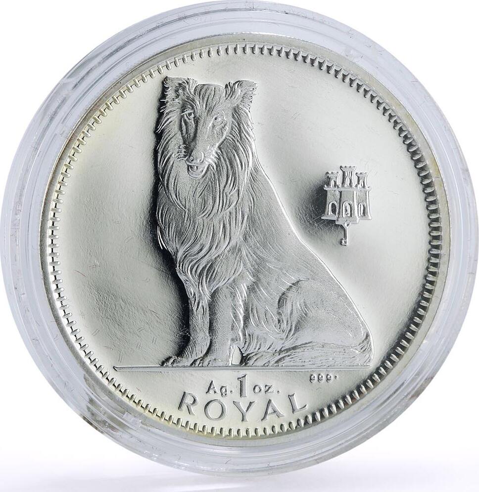 Gibraltar 1 crown Home Pets Collie Dog Animals proof silver coin 1995 ...