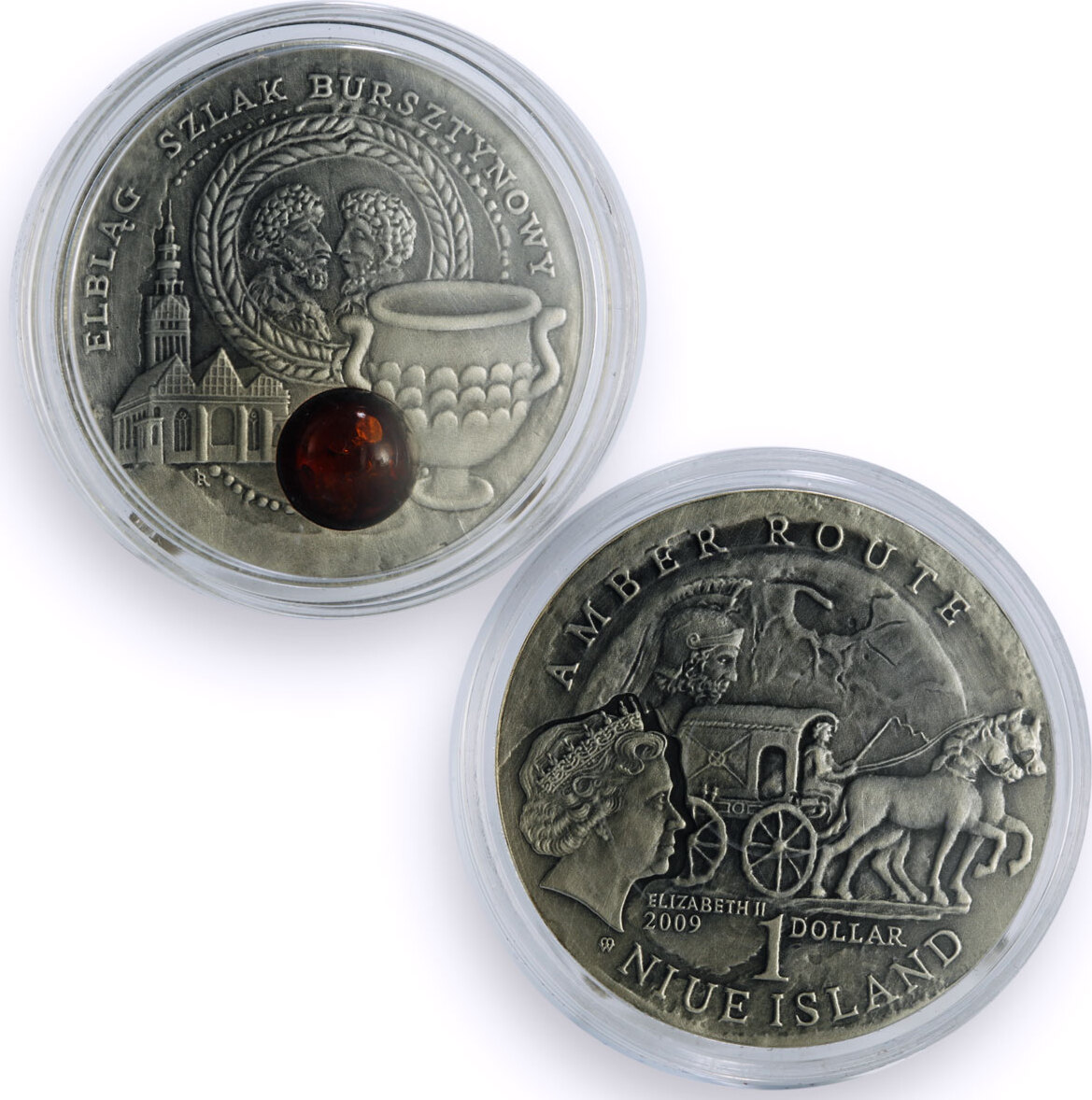 1 dollar 2008 Niue set of 8 coins Amber Routes Middle Ages Cities ...