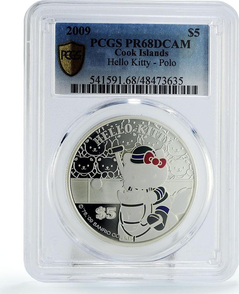 Cook Islands 5 dollars Cartoons Anime Hello Kitty Polo PR68 PCGS silver ...