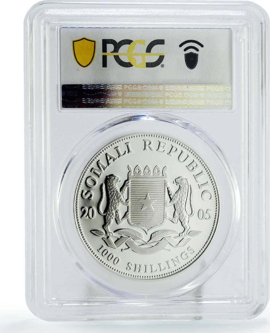 Somalia 1000 shillings African Wildlife Elephant PR70 PCGS silver coin ...