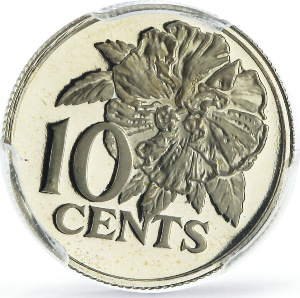 Trinidad and Tobago 10 cents 10th Independence Hibiscus Flower KM-27 ...