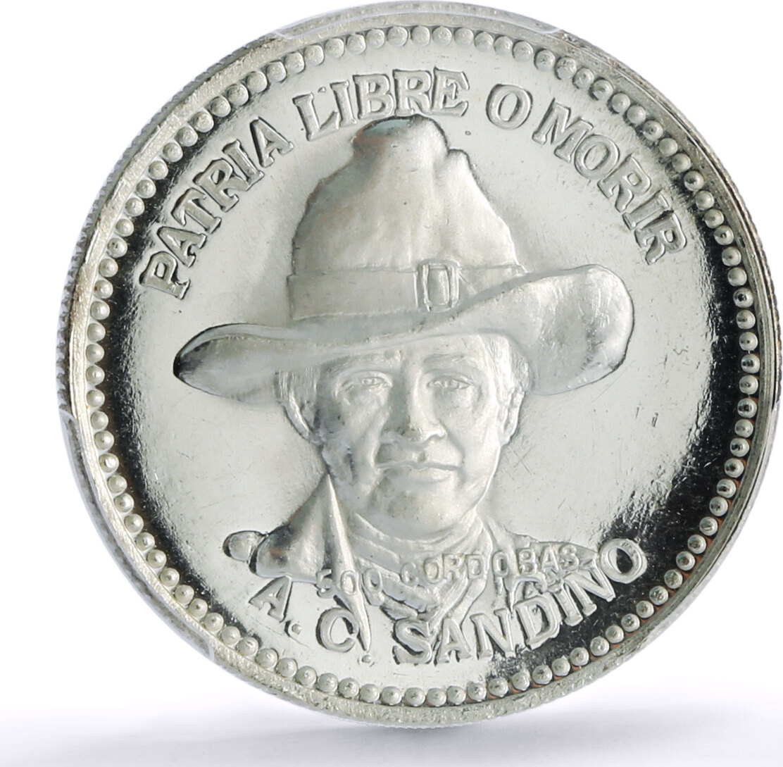 Nicaragua 500 cordobas Augusto Sandino Revolutionary PR 67 PCGS silver ...