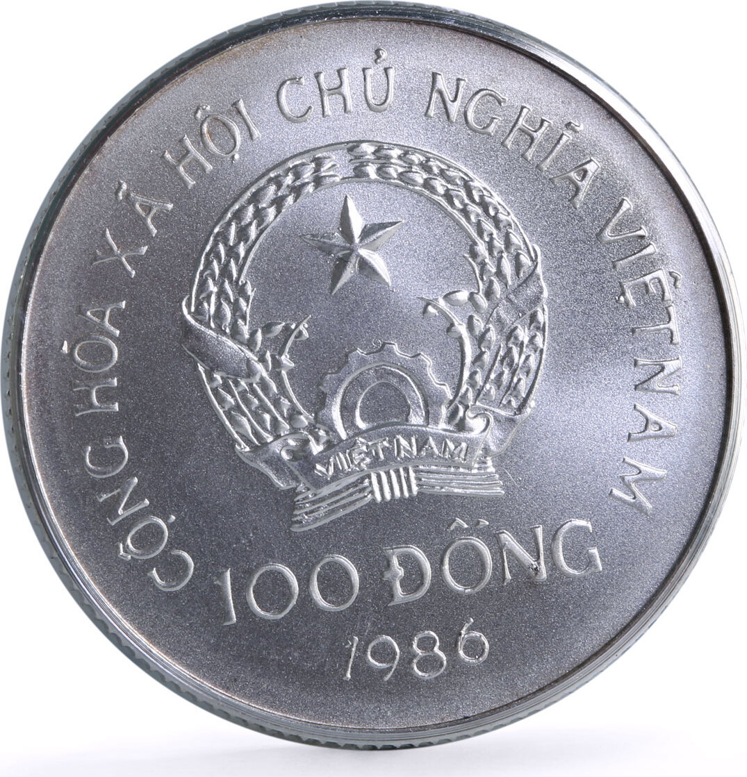 Vietnam 100 dong Elephant Protection Nature Wildlife Fauna silver coin ...