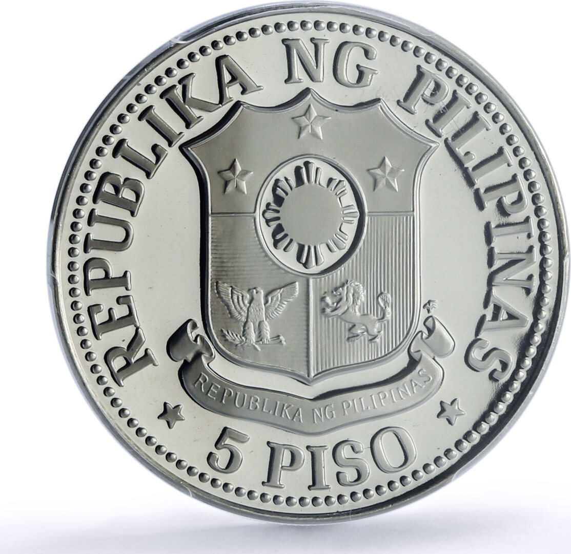 Philippines 5 piso Marcos New Society KM-210.1 PR 69 PCGS nickel coin ...