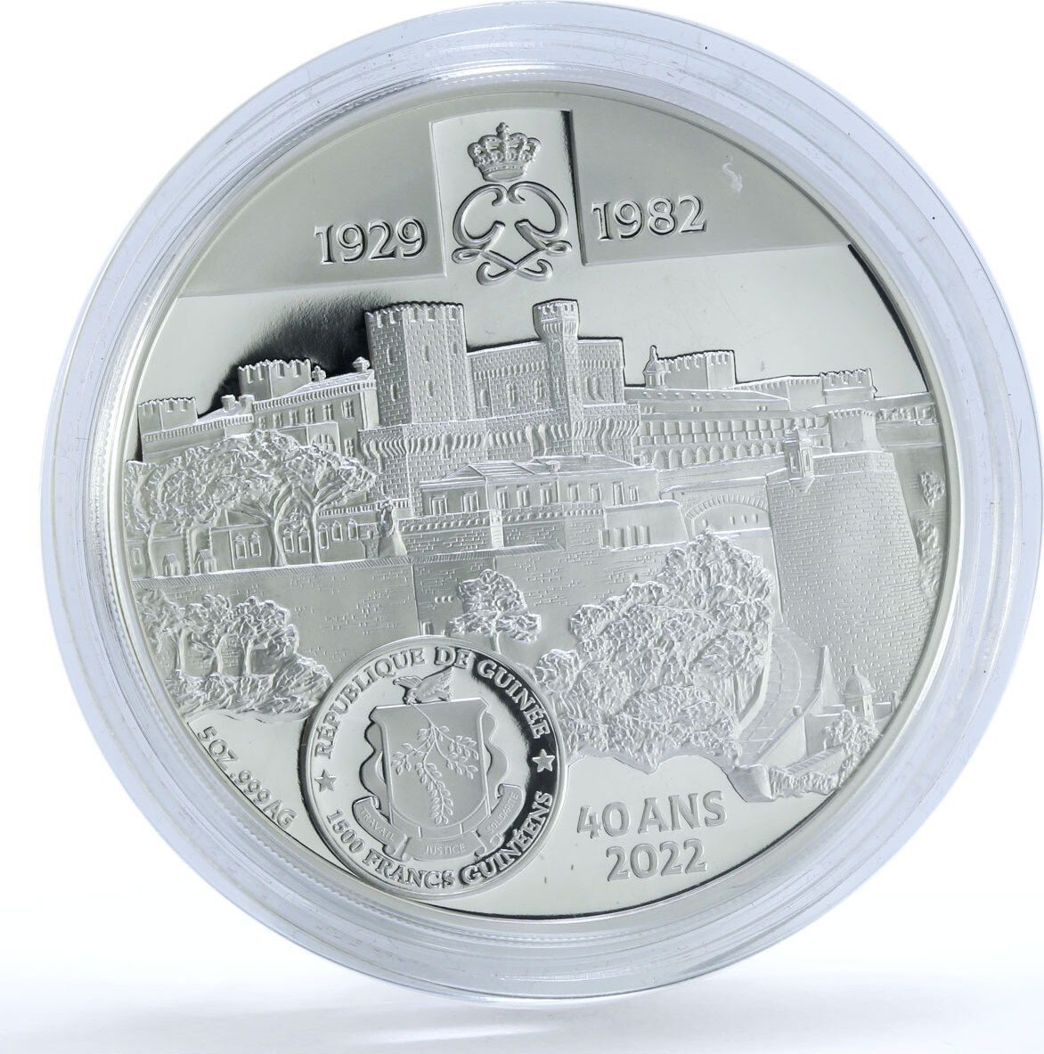 Guinea 1500 francs x 2 Set Princess Grace Monaco 5 oz proof silver ...