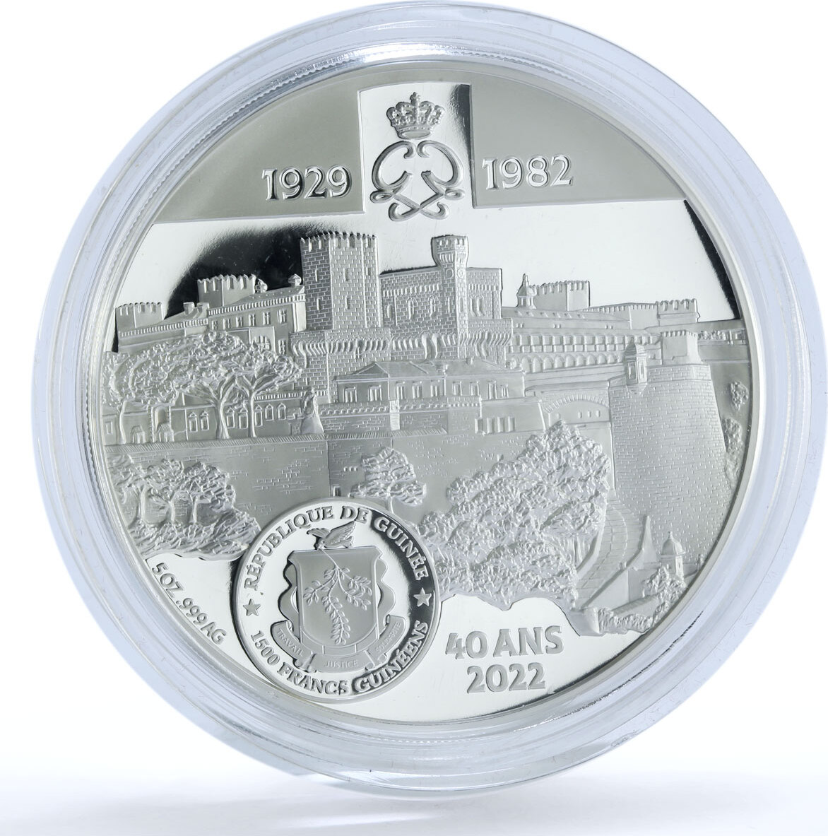 Guinea 1500 francs x 2 Set Princess Grace Monaco 5 oz proof silver ...