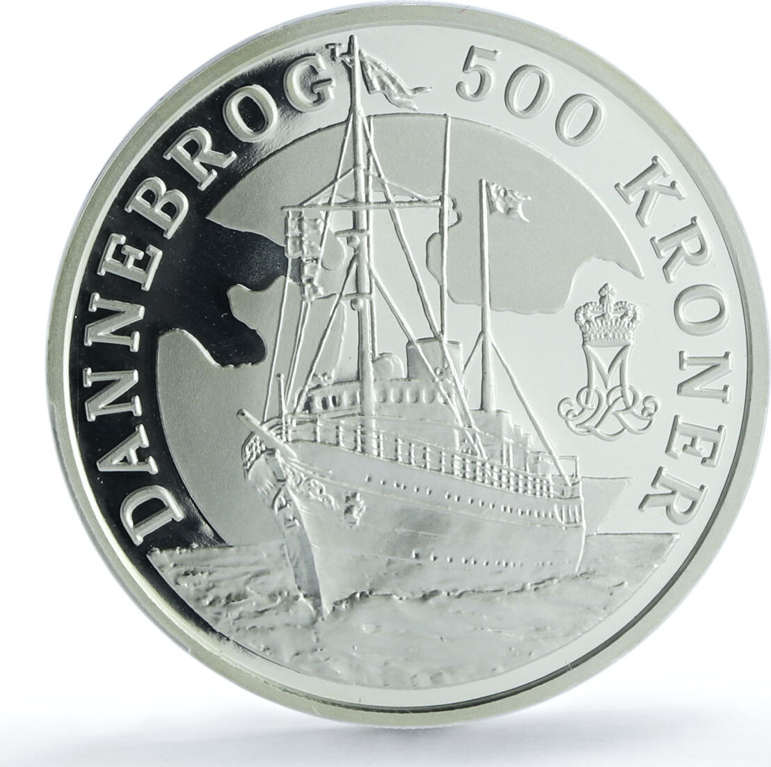 Denmark 500 kroner Yacht Dannebrog KM-929 Ship PR 69 PCGS silver coin ...