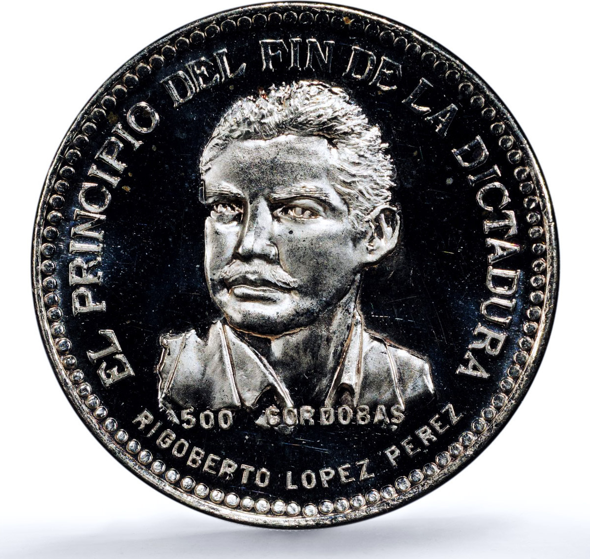 Nicaragua 500 cordobas Rigoberto Lopez Perez KM-47 PR 67 PCGS silver ...