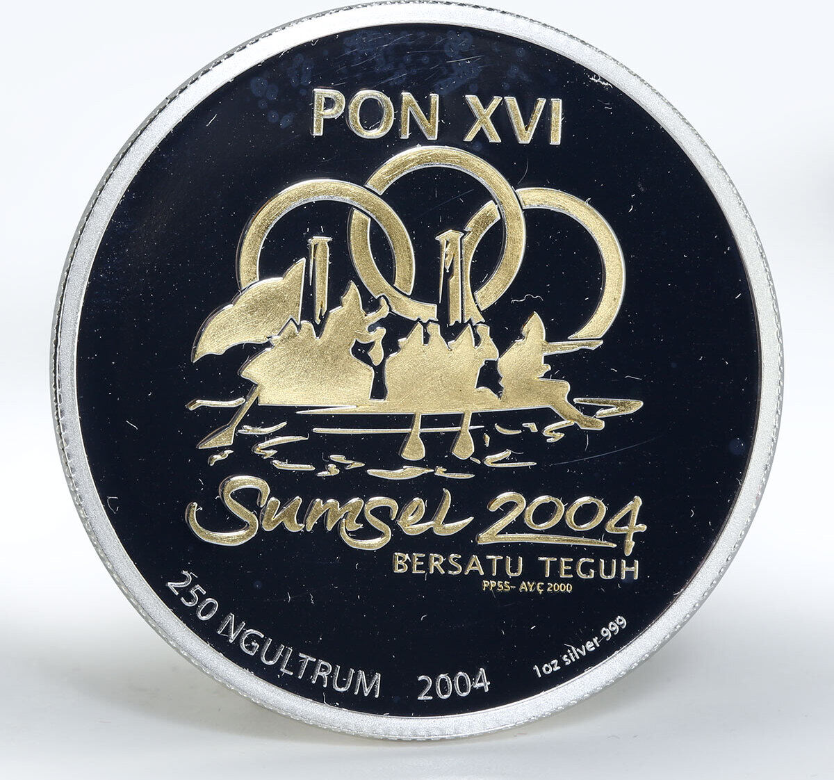 Bhutan 250 ngultrum Indonesian Games logo Palembang proof silver coin ...