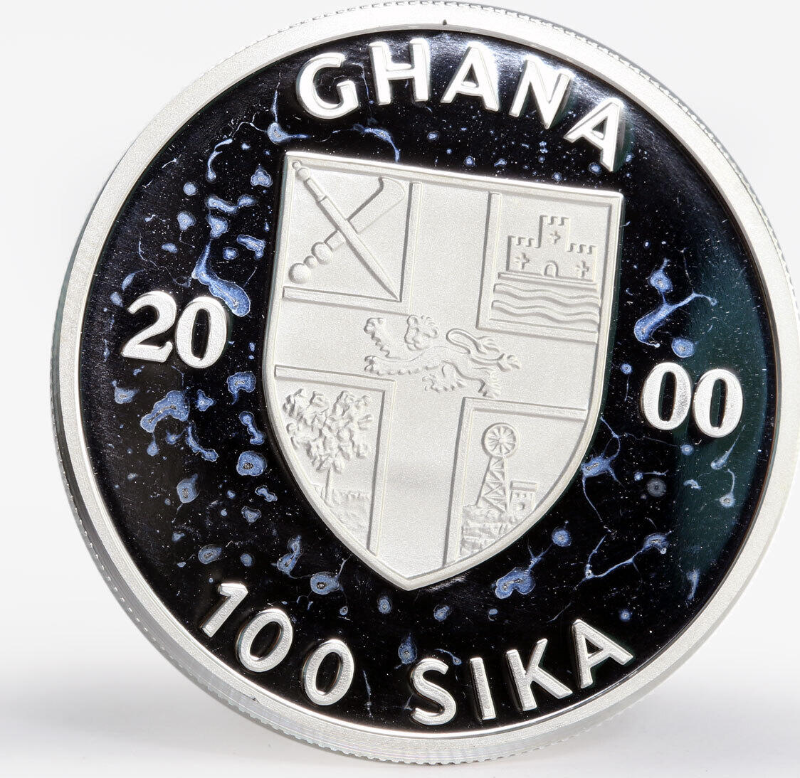 Ghana 100 sika Ship Santa Maria proof silver coin 2000 PP | MA-Shops