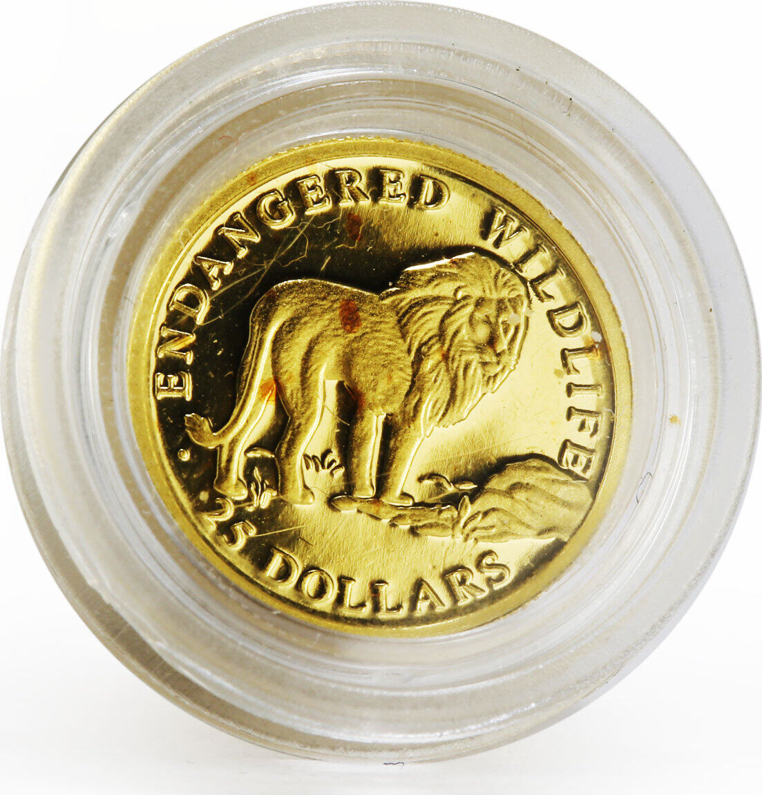 Cook Islands 25 dollars Endangered Animal series The Lion proof gold ...