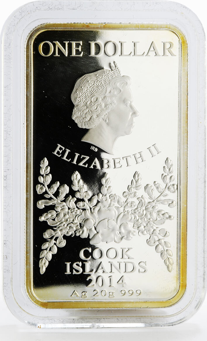 Cook Islands 1 dollar The Floral Zodiac series Aries colored silver ...