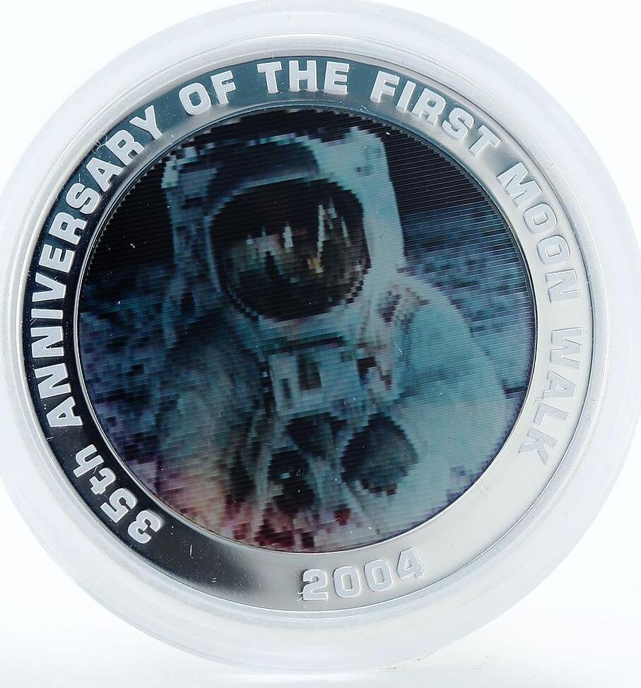 Australia 1 dollar 1st Moon Walk Astronaut Space hologram silver coin ...