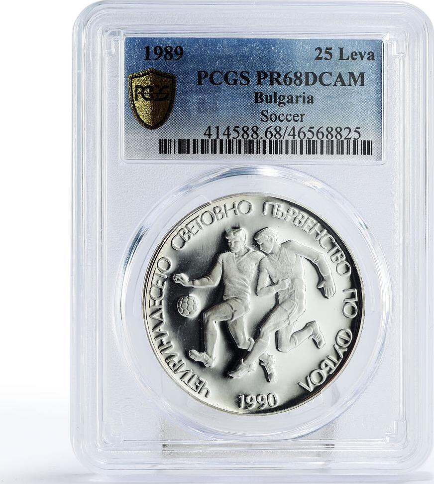 Bulgaria 25 leva Football World Cup in Italy Players PR68 PCGS silver ...