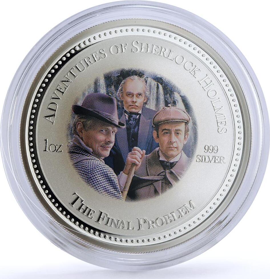 Cook Islands 2 dollars Sherlock Holmes Final Problem colored silver ...