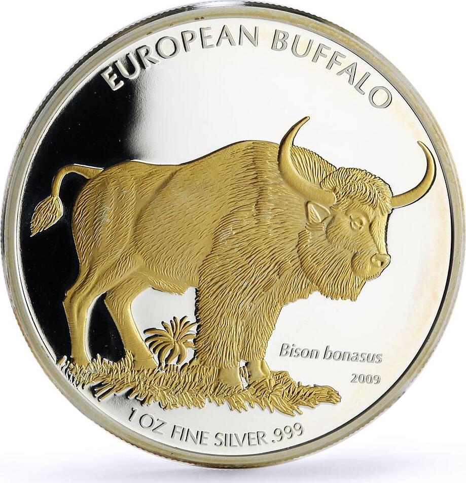 Cook Islands 5 dollars Conservation Wildlife Buffalo Bull Fauna silver ...