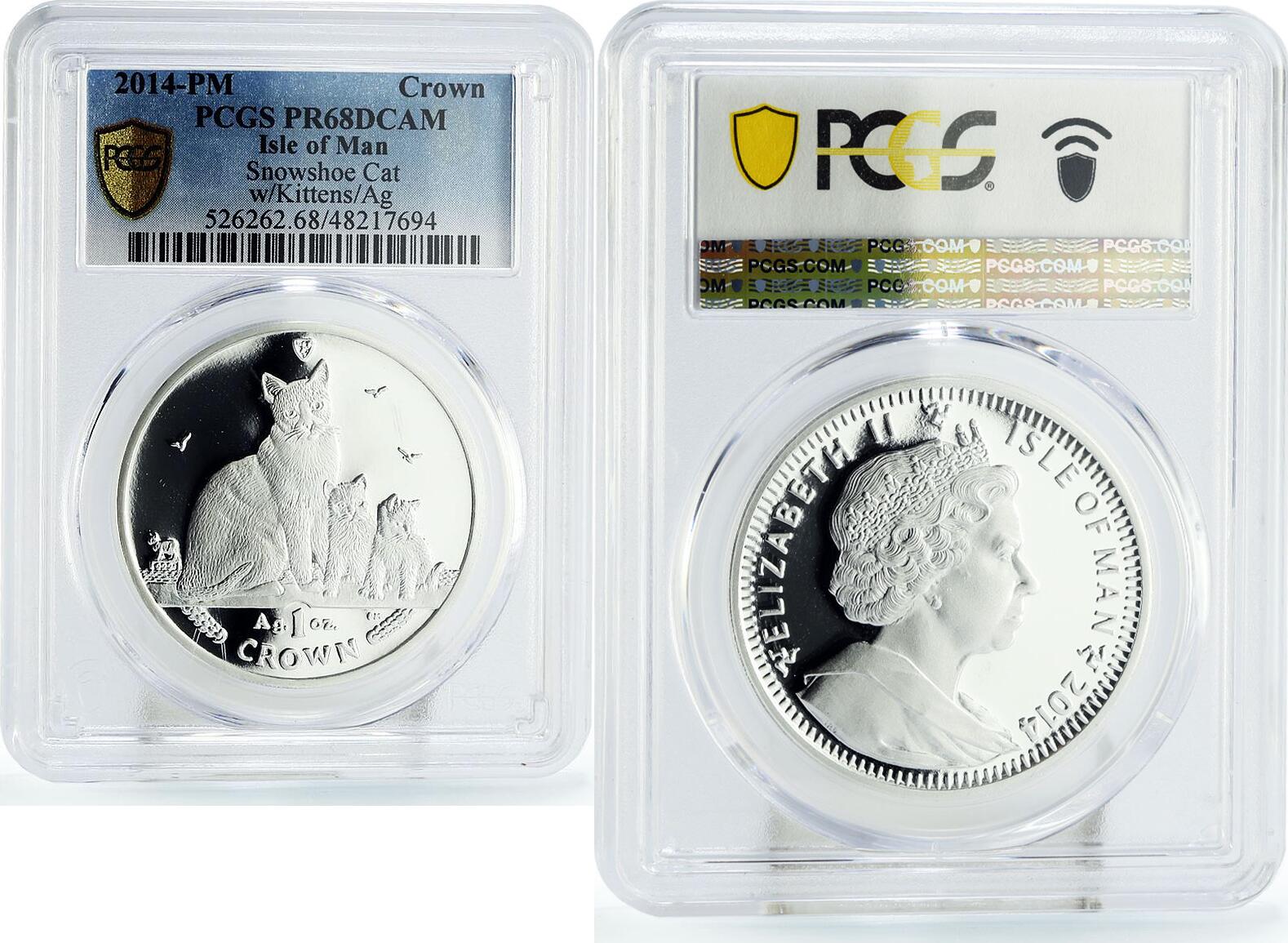 Isle of Man 1 crown Home Pets Snowshoe Cat Kitten Animals PR68 PCGS ...