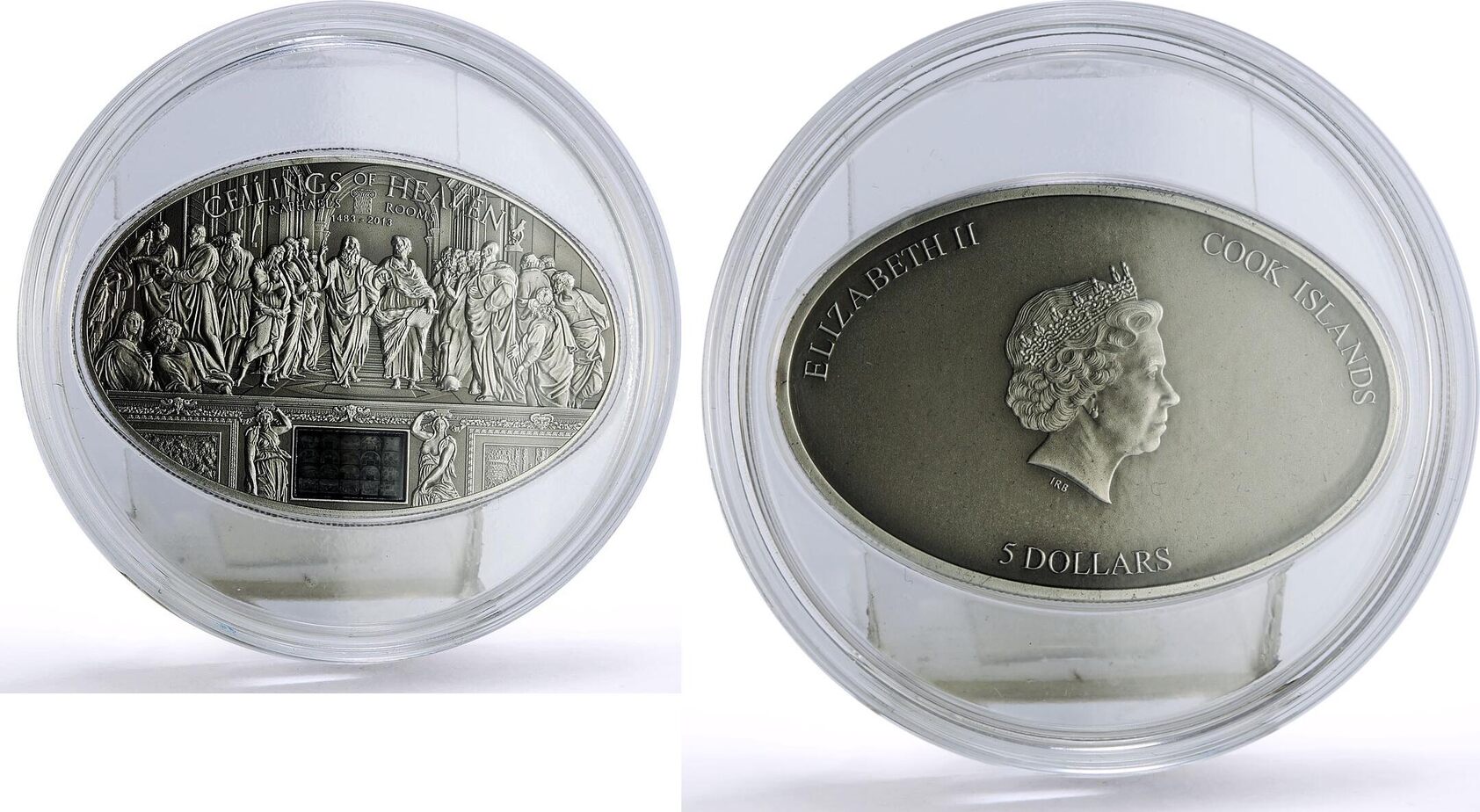 Cook Islands 5 dollars Raphael Rooms Heaven Ceilings Art silver coin ...