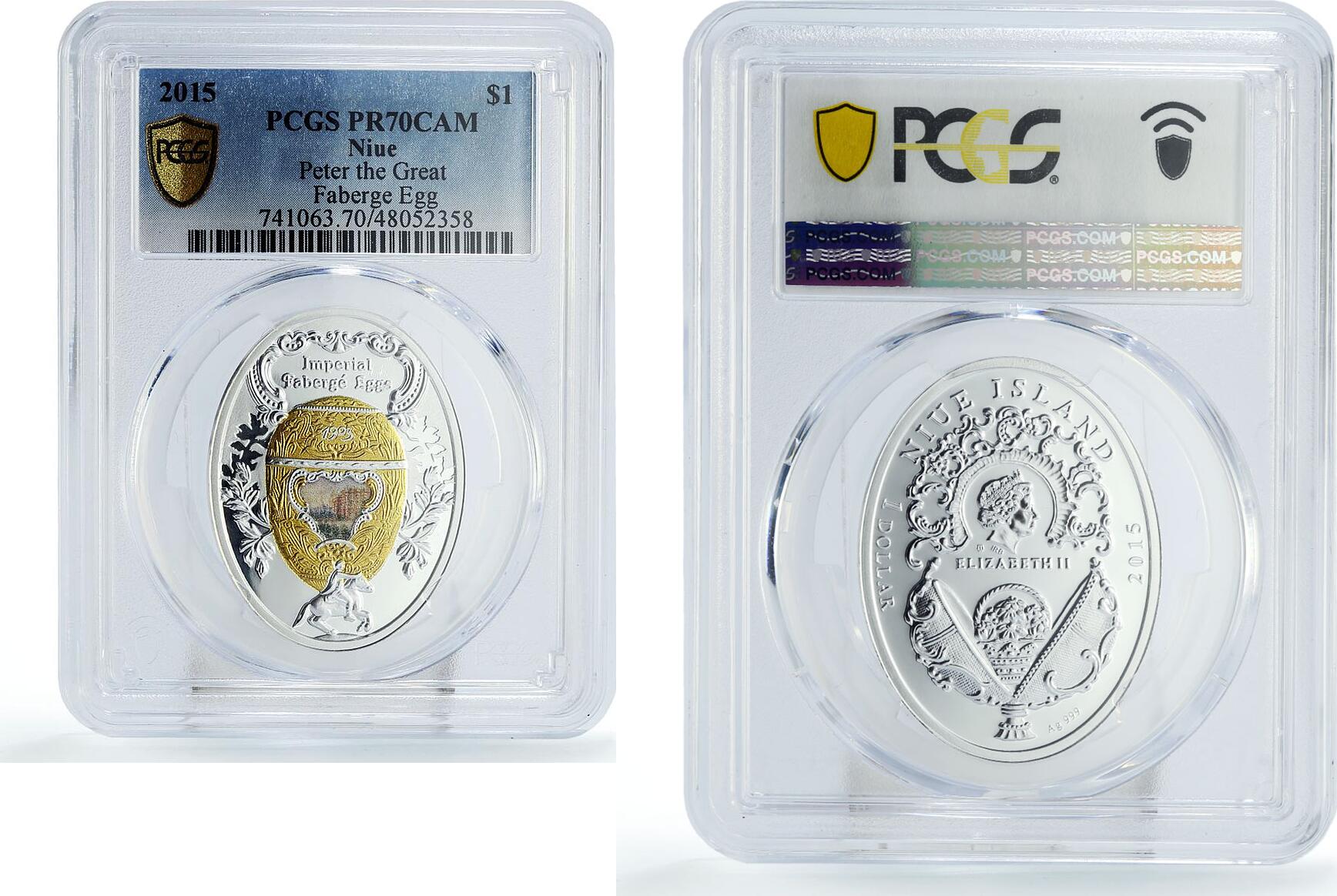 Niue 1 dollar Faberge Eggs Peter the Great Art PR70 PCGS silver coin ...