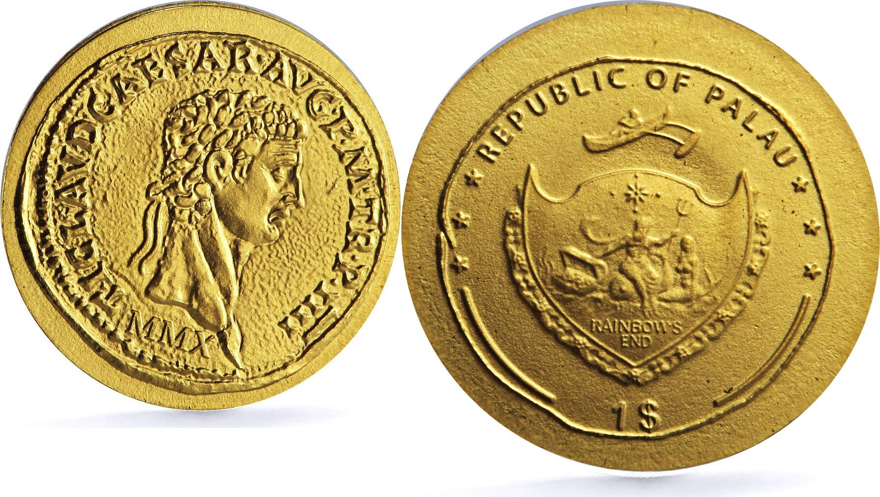 Palau 1 dollar Claudius Aureus Roman Empire History gold coin 2010 st ...