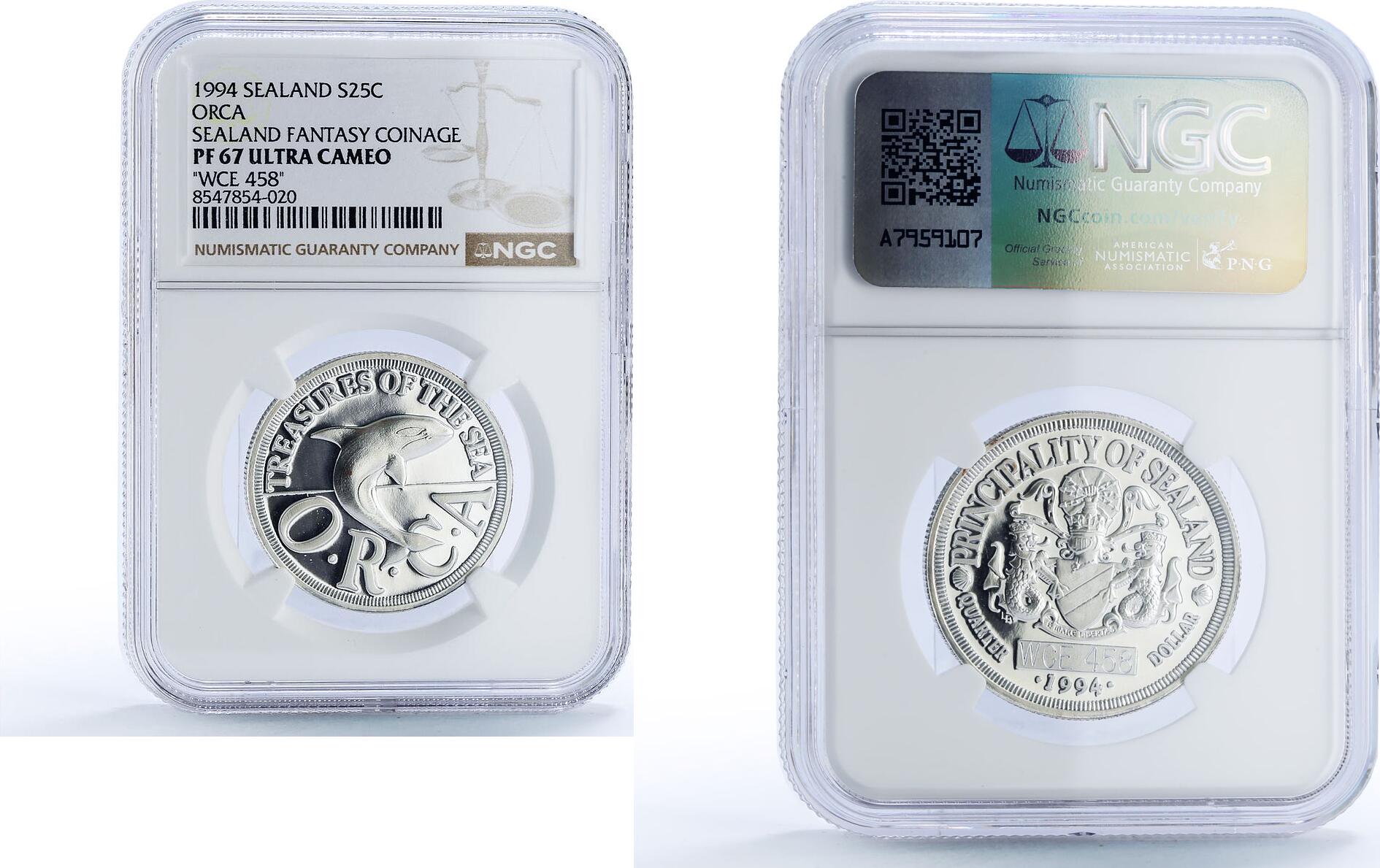 United Kingdom Sealand 25 cents Orca Whale Sea Treasures FantasyX#7a.1 ...