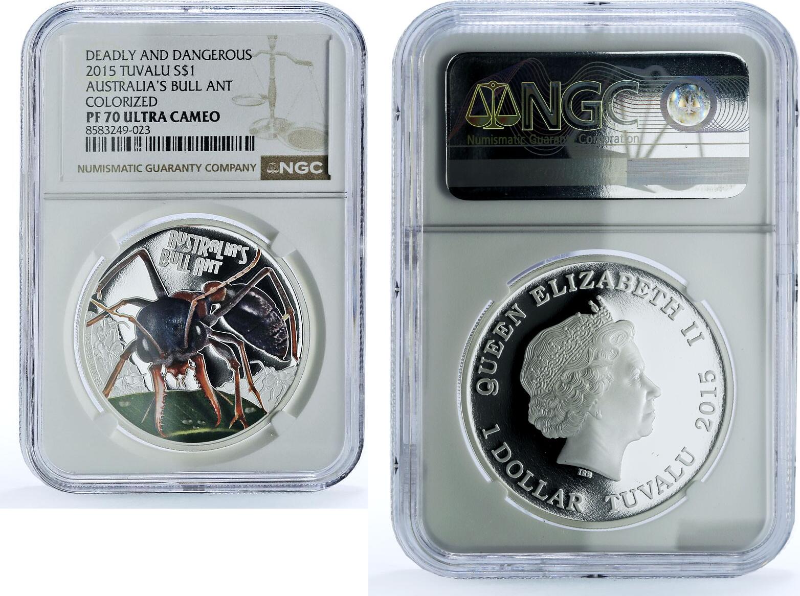 Tuvalu 1 dollar Australia Bull Ant Wildlife Fauna PF 70 NGC silver coin ...