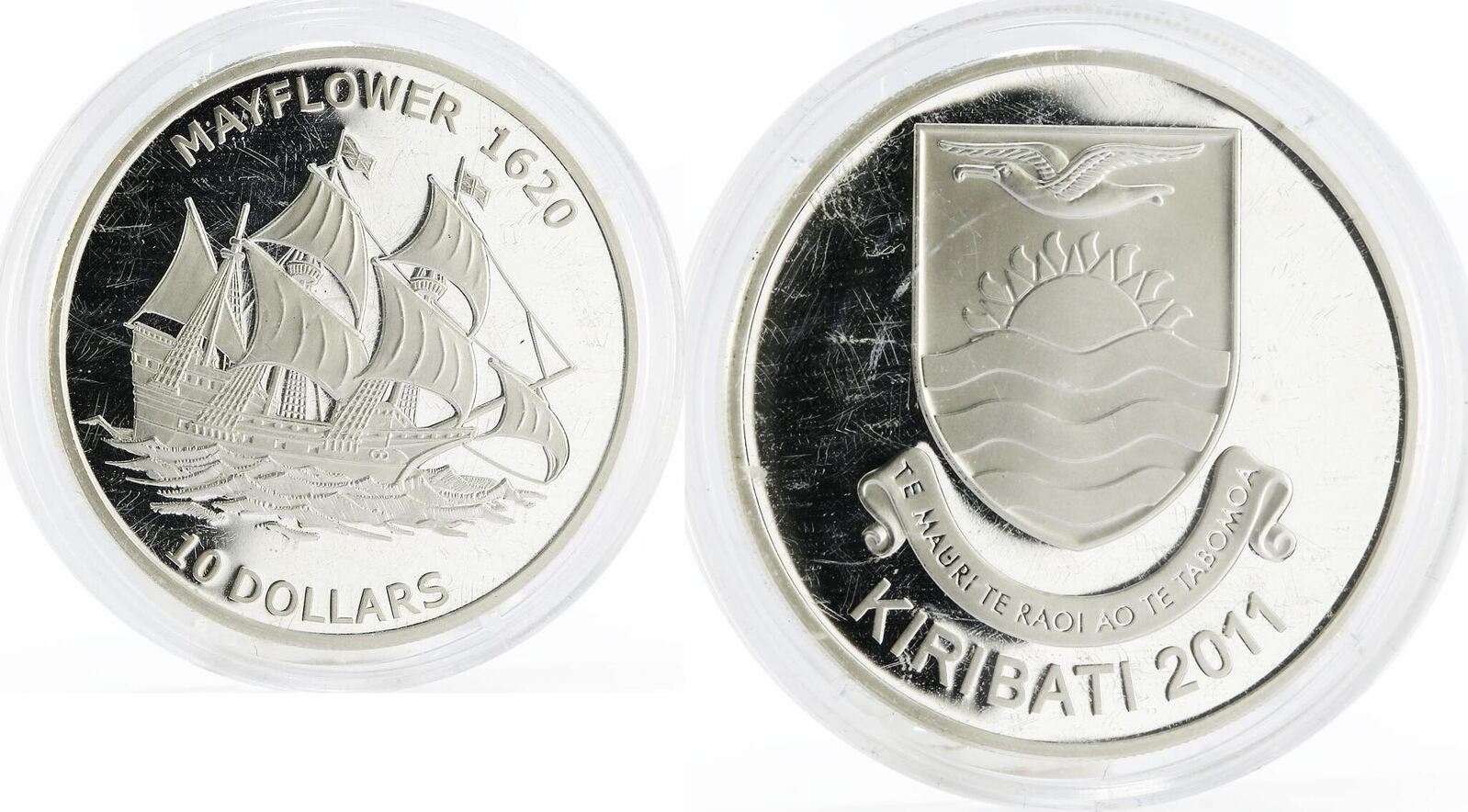 Kiribati 10 dollars History in Ships series Mayflower silver coin 2011 ...