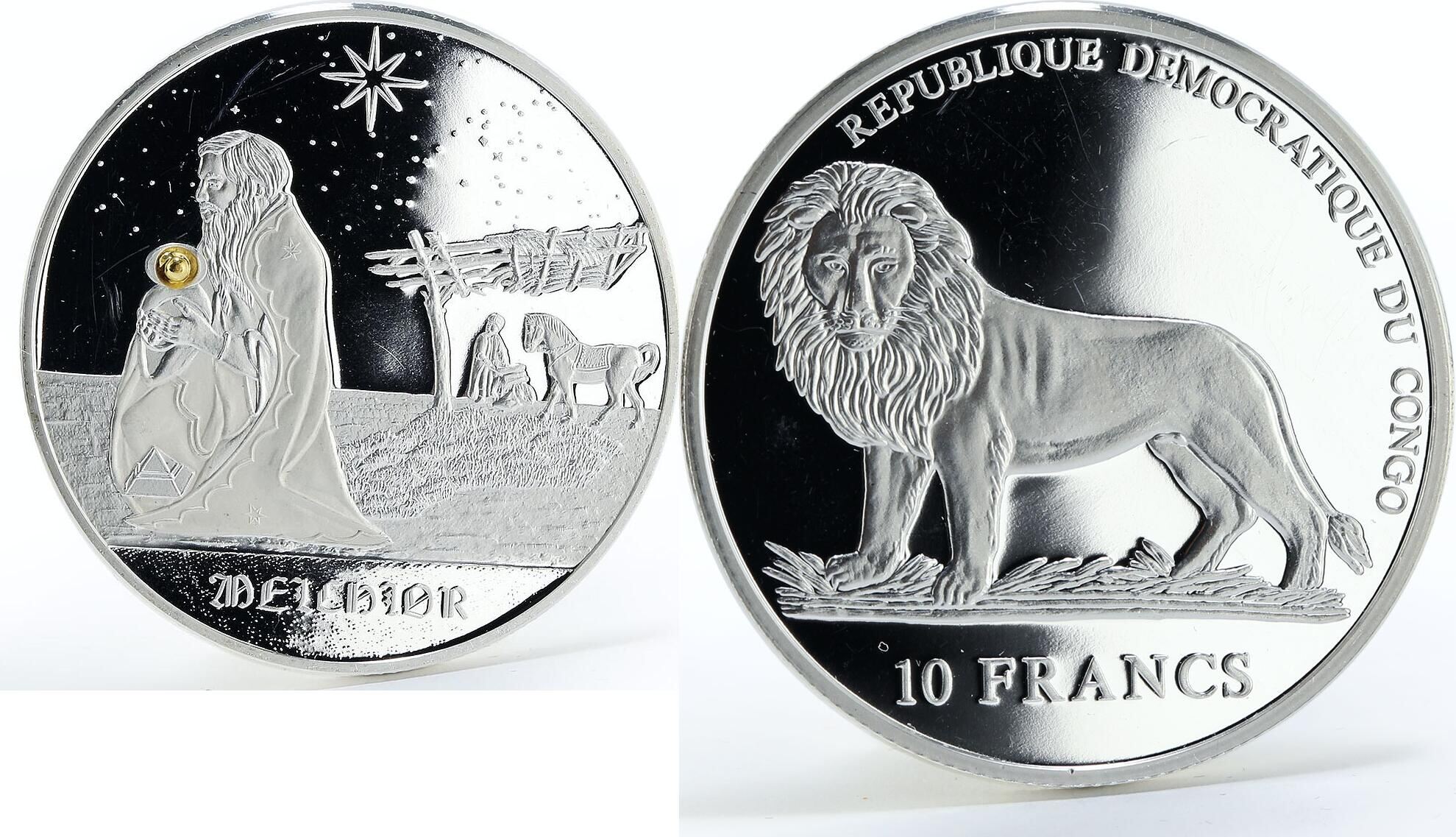 Congo 10 francs Melchior Star crystal proof silver coin 2005 PP | MA-Shops