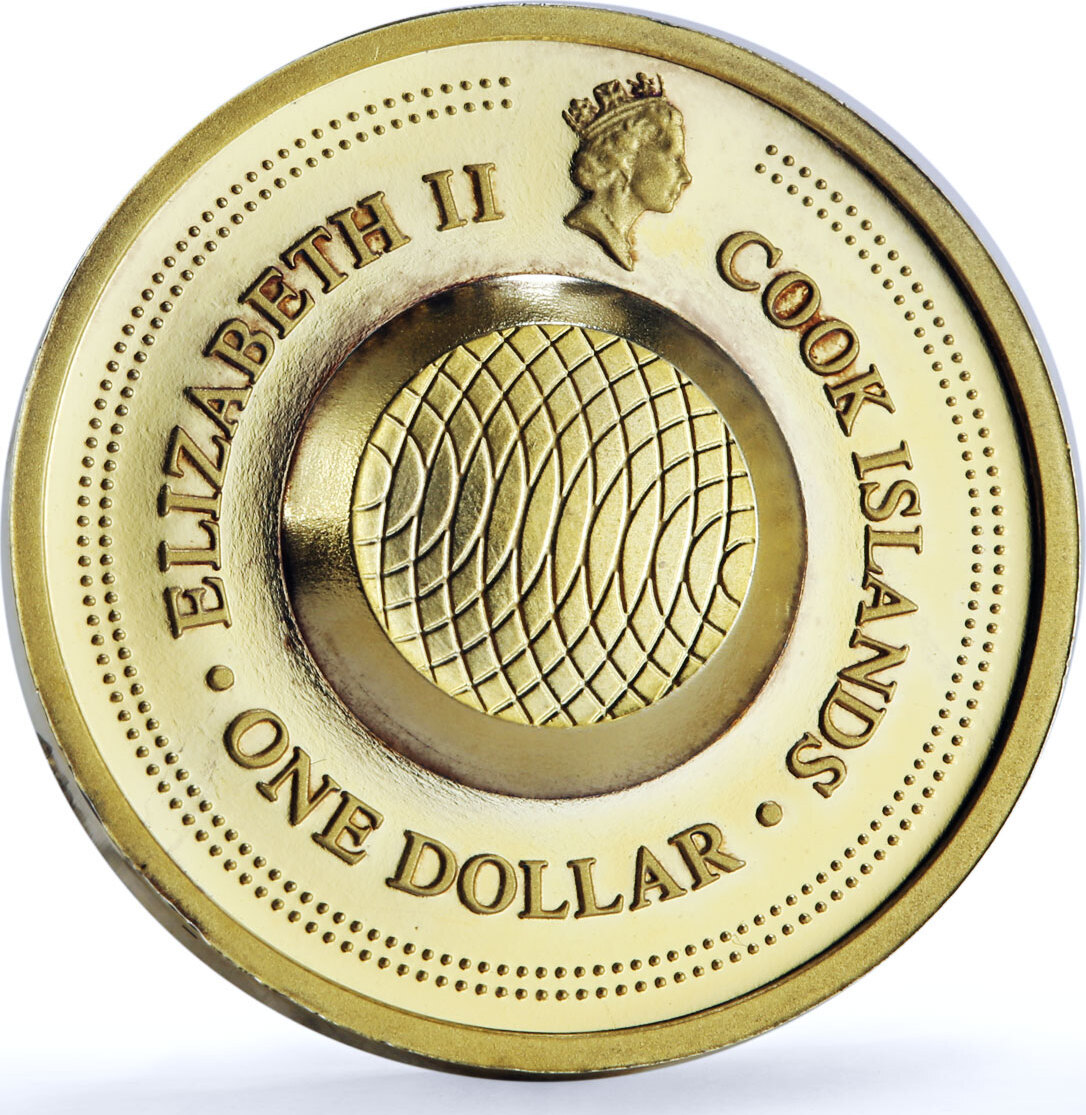 Cook Islands 1 dollar Gemstone Zodiac Signs series Leo gilded silver ...