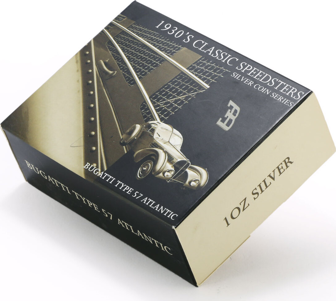 Cook Islands 2 dollars Bugatti Type 57 Atlantic Speedsters Cars silver ...