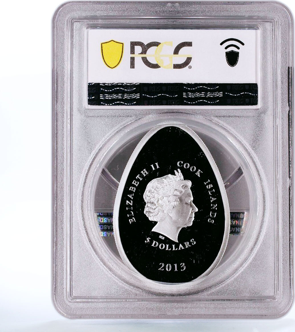 Cook Islands 5 dollars Imperial Faberge Green Egg PR69 PCGS silver coin ...