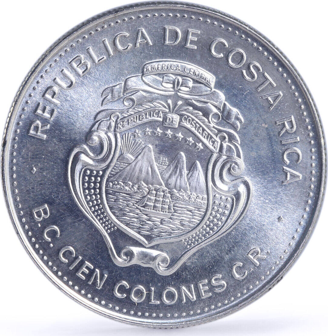 Costa Rica 100 colones International Year of the Child Birds silver ...