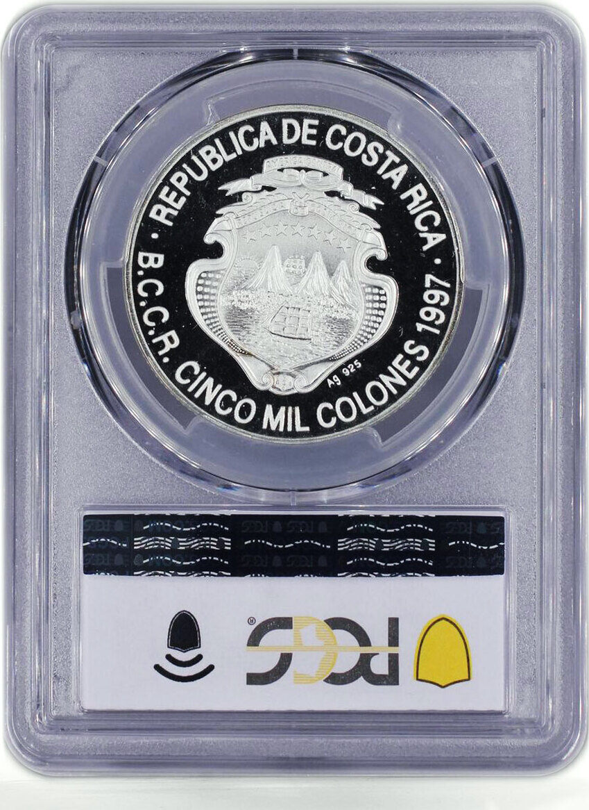 Costa Rica 5000 colones 100 Years Colone Columbus Ship PR67 PCGS Ag ...