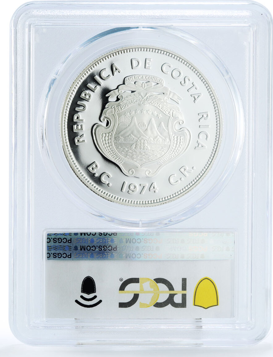 Costa Rica 50 colones Conservation Green Turtle PR68 PCGS silver coin ...