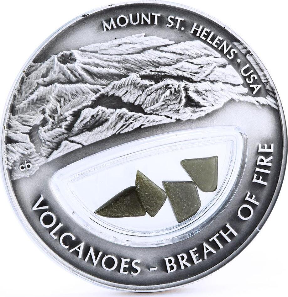 Fiji 10 dollars Volcanoes Breath of Fire St. Helens silver coin 2013 ...