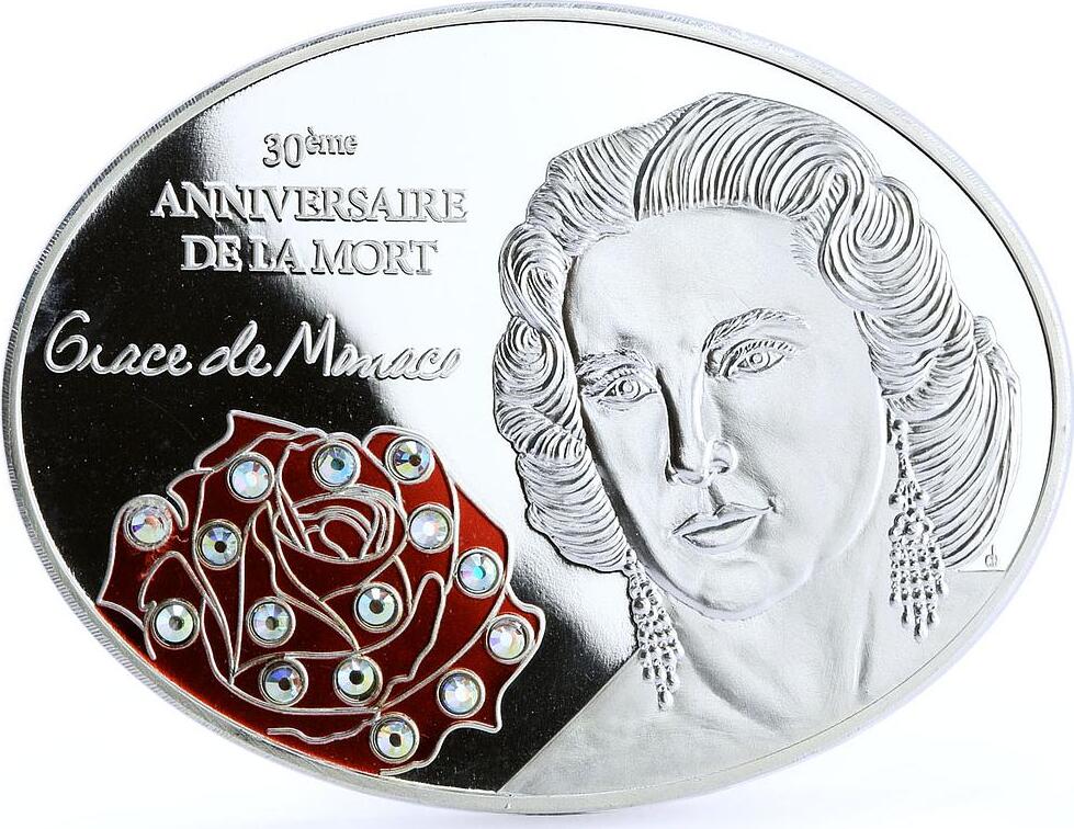 Fiji 10 dollars Monaco Princess Grace Kelly Red Rose Flower silver coin ...