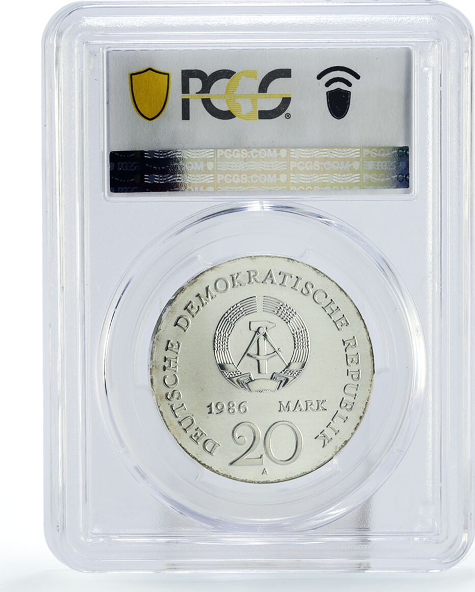 Germany DDR 20 mark Brothers Grimm Kicked Cat Literature MS67 PCGS Ag ...