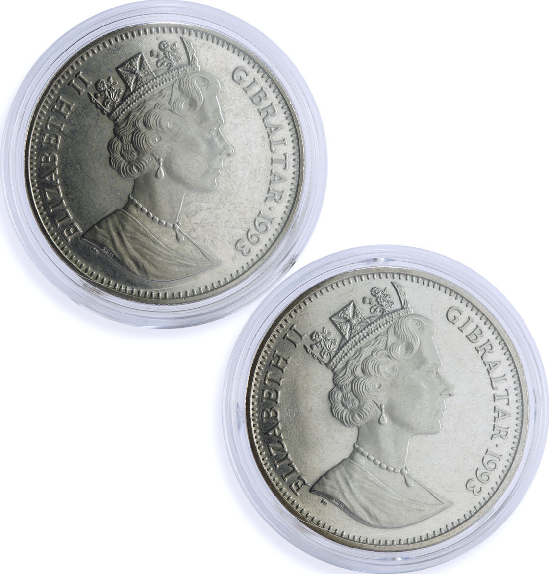 1 crown Gibraltar set of 2 coins Friendship China Pandas Bears Fauna ...