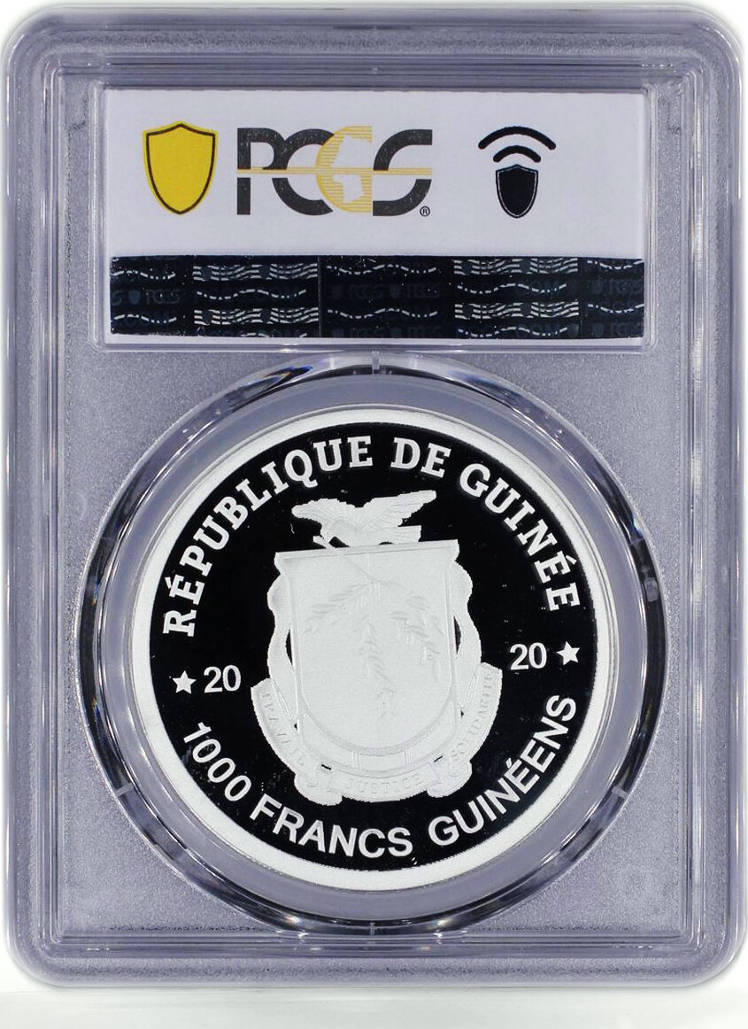 Guinea 1000 francs Unified Nations Sun Emblem World Map PR67 PCGS Ag ...