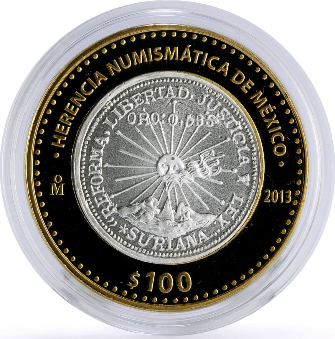 Mexico 100 pesos Numismatic Heritage Suriana Zapatista 2 Pesos bimetal ...