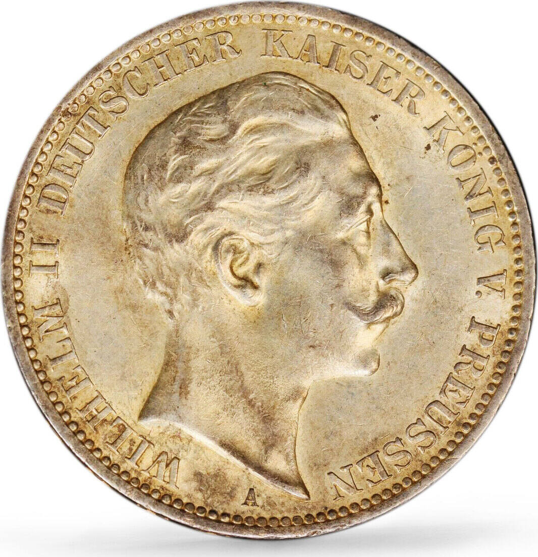 Germany Prussia 3 mark Regular Coinage Wilhelm II AU55 PCGS silver coin ...